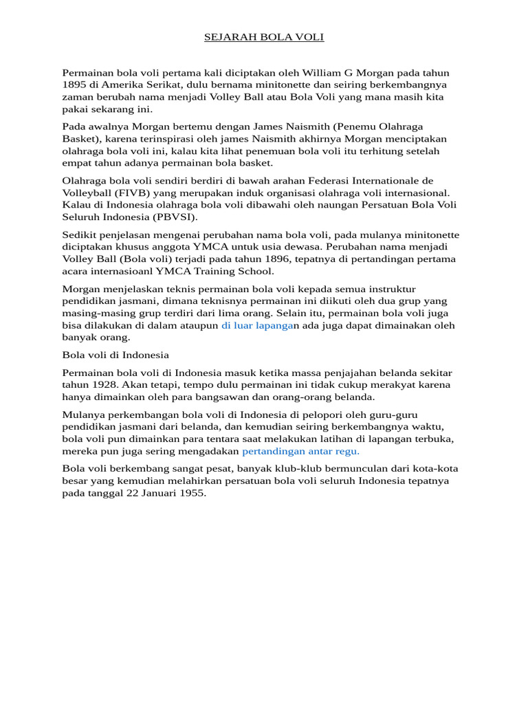 Sejarah Bola Voli | PDF