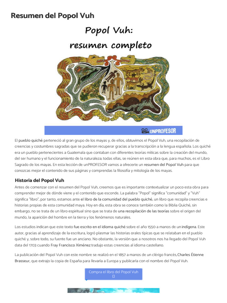 Resumen Del Popol Vuh | PDF