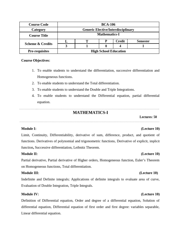 BCA-106 Mathematics-I_updated | PDF
