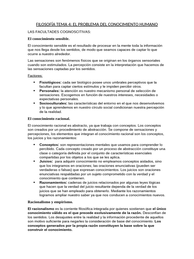 FILOSOFÍA TEMA 4 | PDF