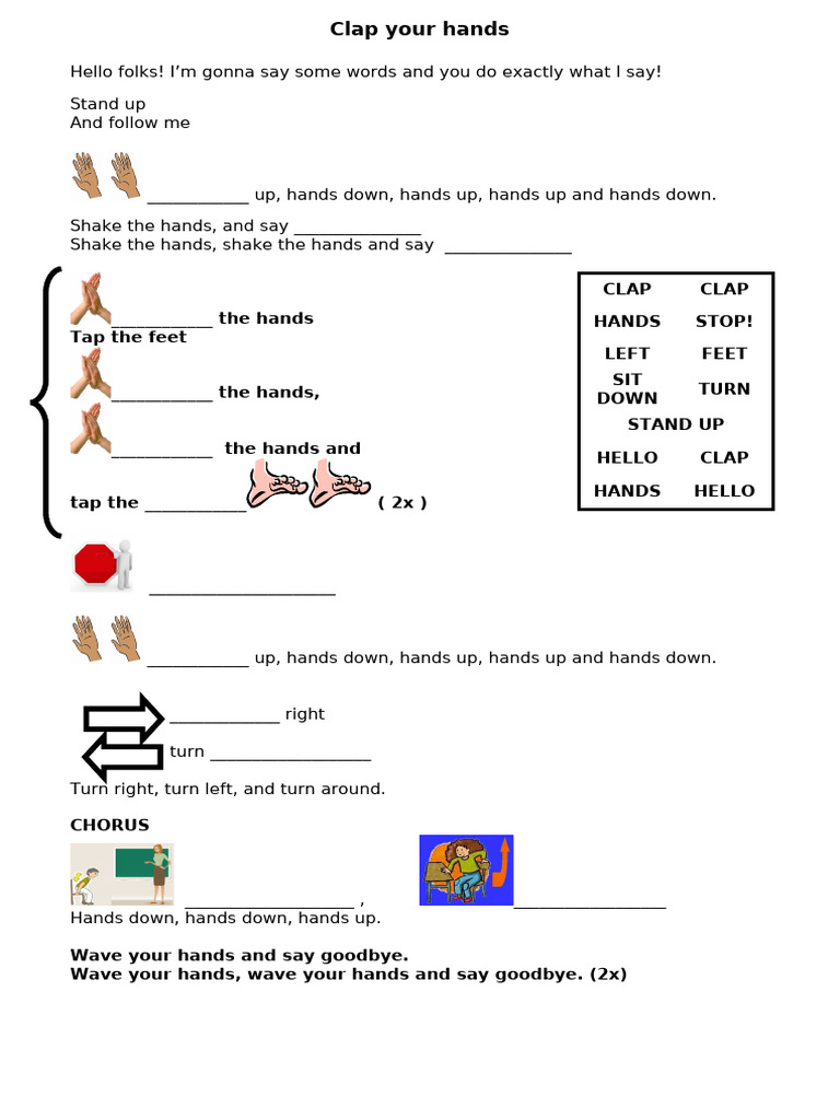 CLAP YOUR HANDS - SONG - EXERCISE - Cópia | PDF