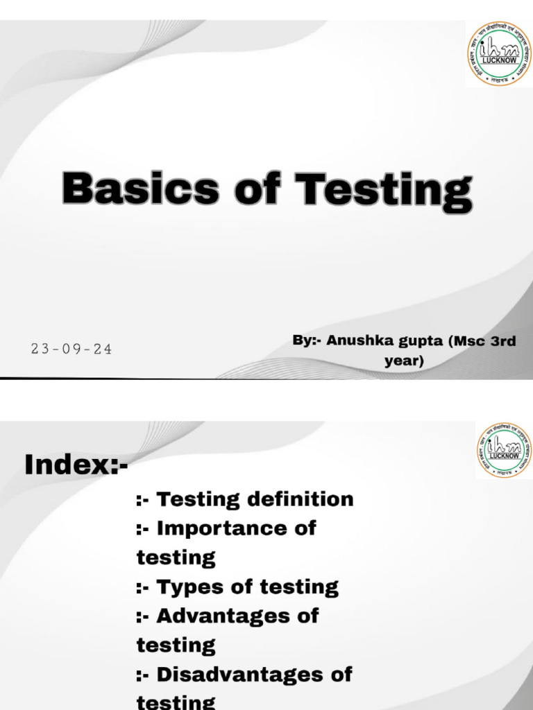 Basics of Testing | PDF