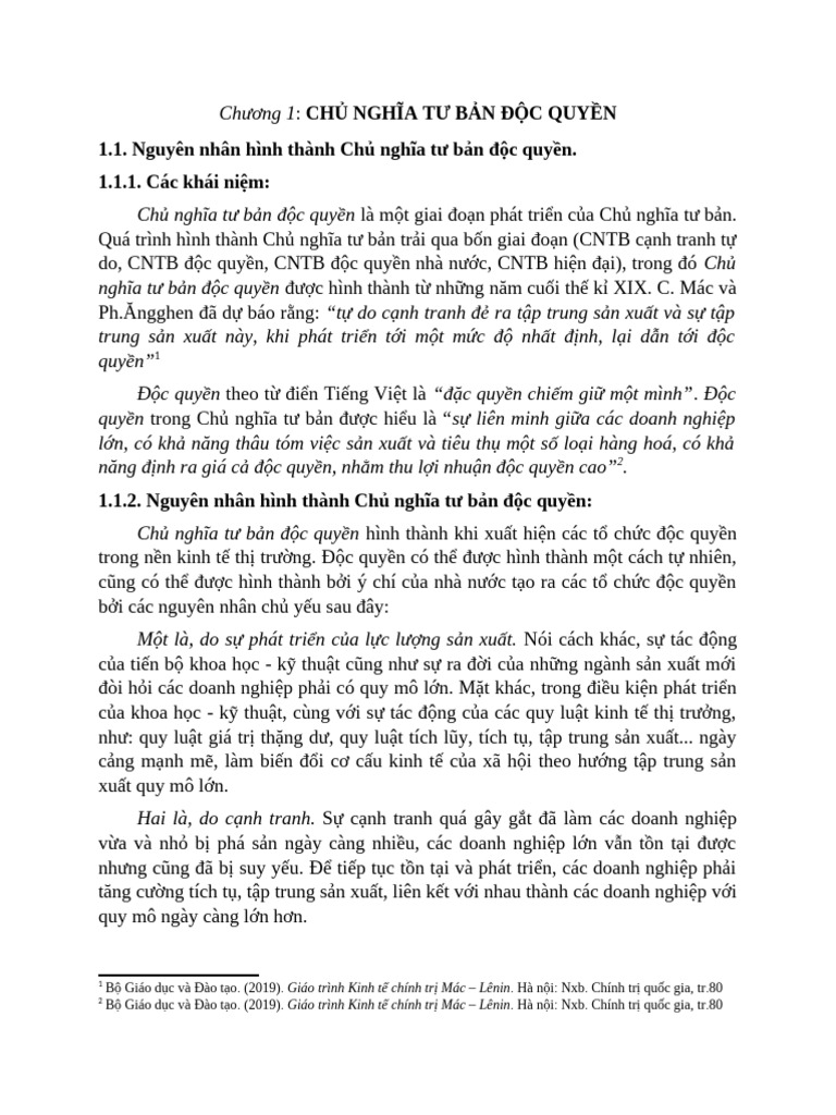 1.1. Nguyên nhân hình thành CNTB độc quyền | PDF
