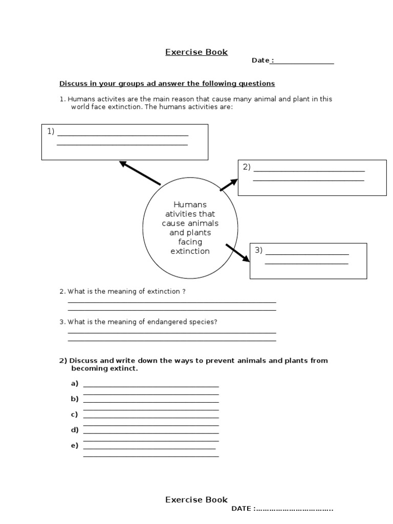 Worksheet Extinct and Endangered Species