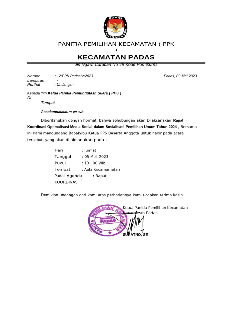 Undangan Rakor | PDF