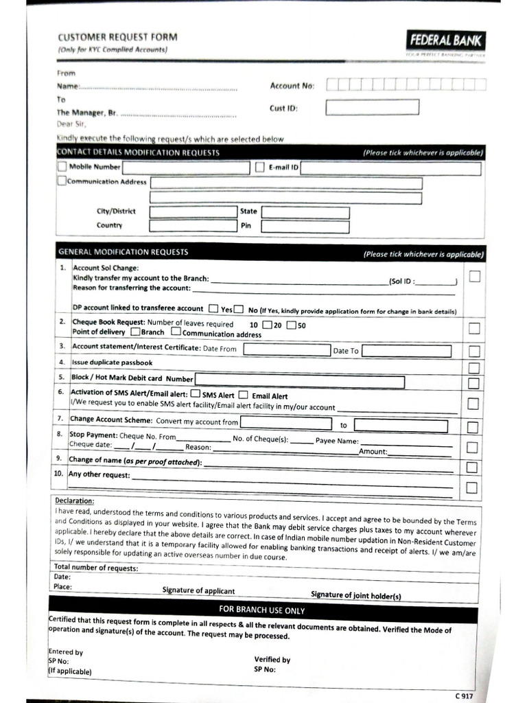 Customer Request Form | PDF