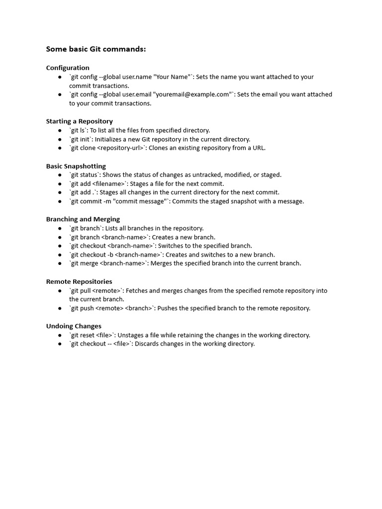 Basic Git Commands | PDF