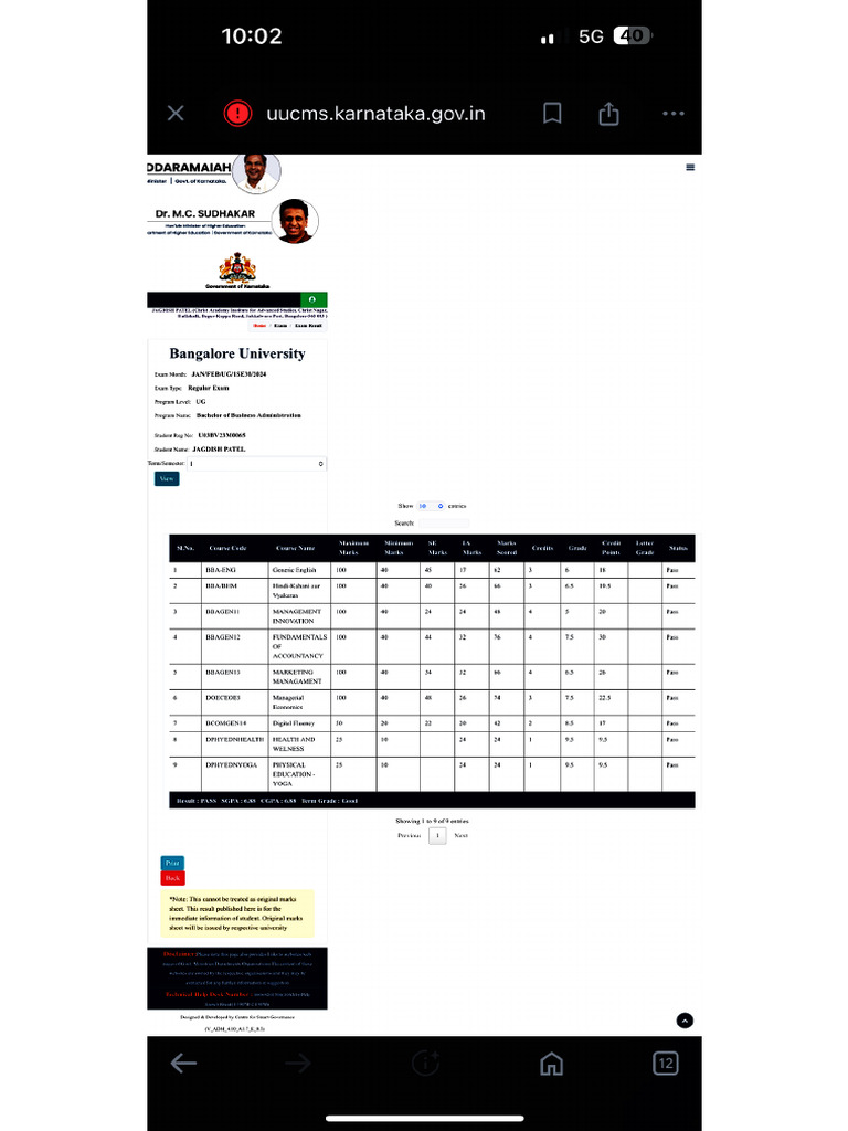 First Semester Result | PDF
