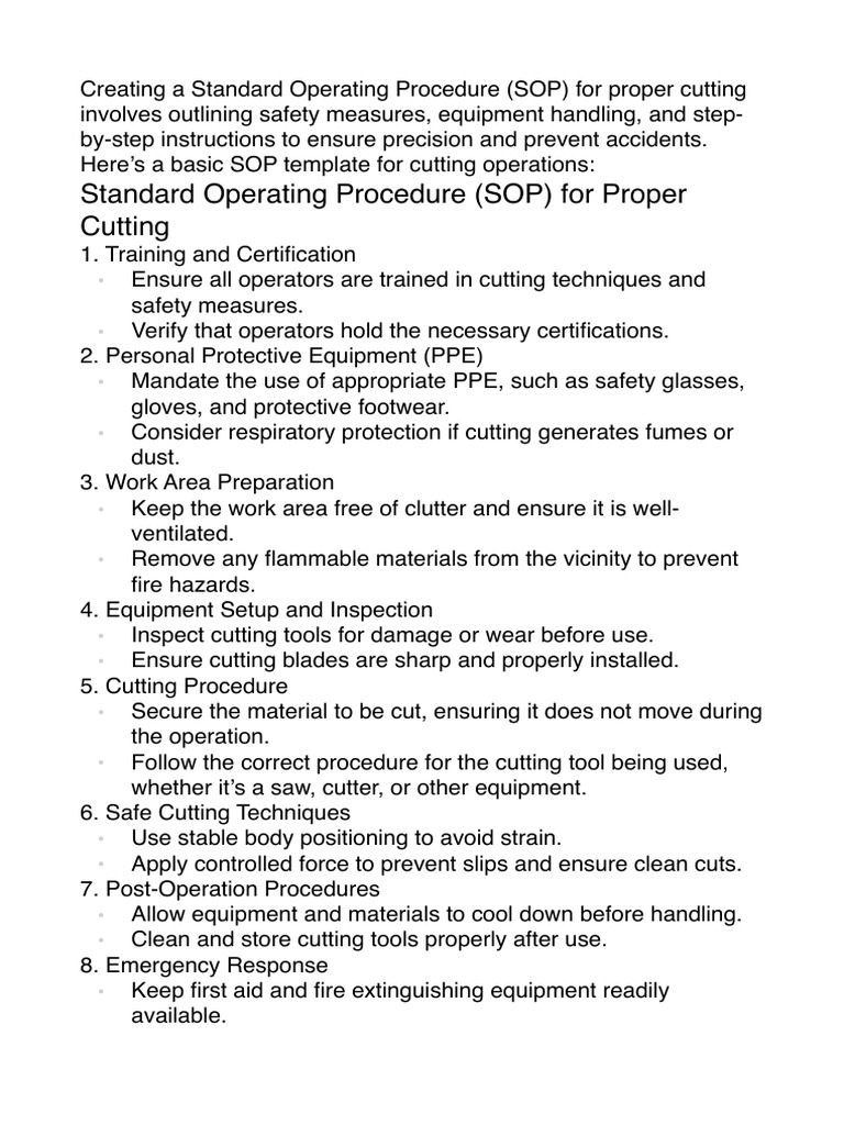 Cutting SOP | PDF