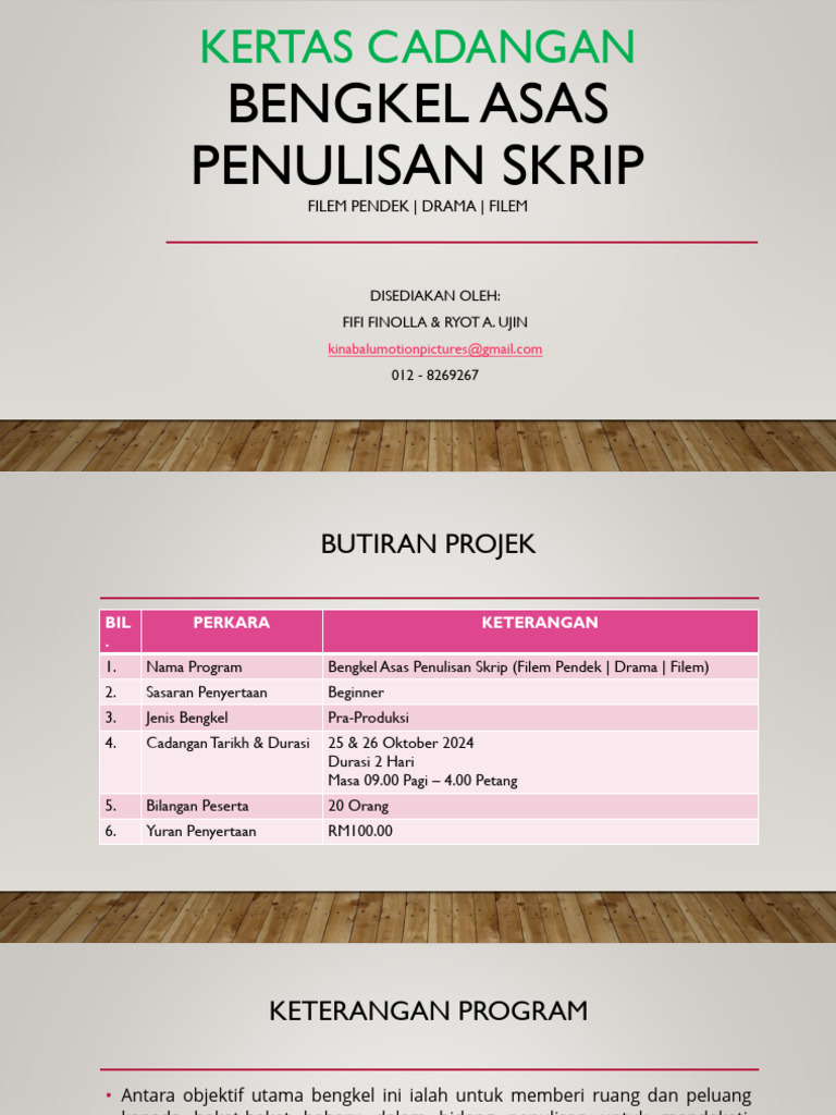 Contoh Proposal Bengkel Asas Penulisan Skrip | PDF