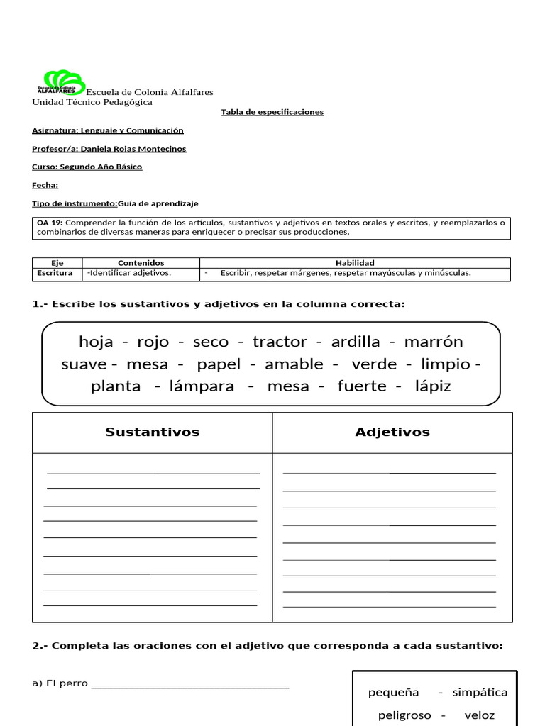 Guía Adjetivos 4 | PDF