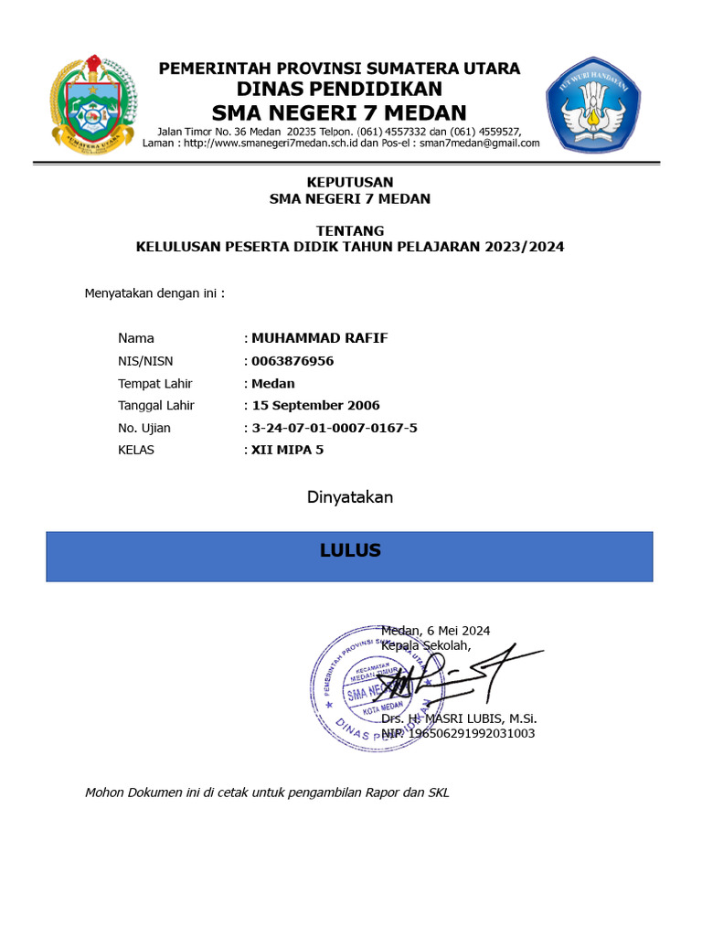 SKL 2024 Muhammad Rafif | PDF