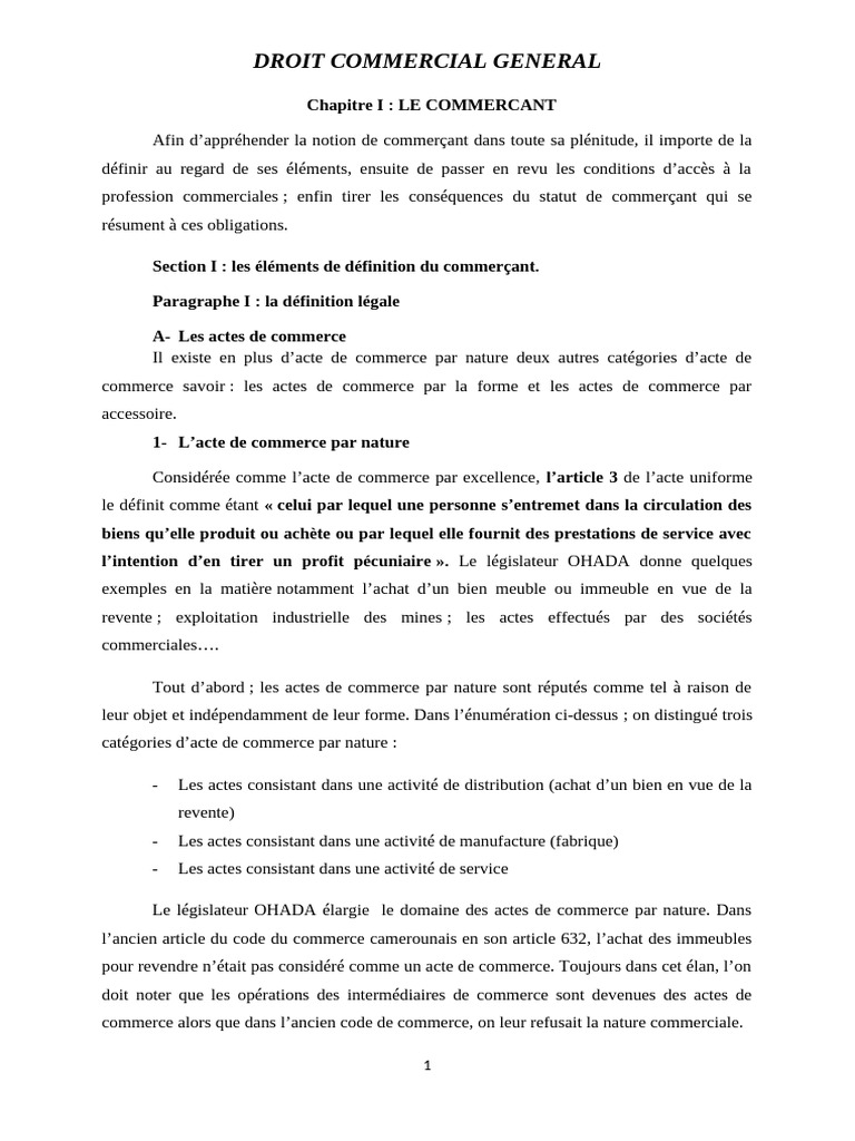 Cours de Droit Commercial | PDF