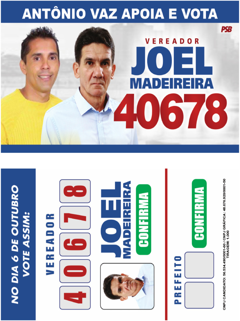 Cartão de Apoio Joel Antonio Vaz | PDF