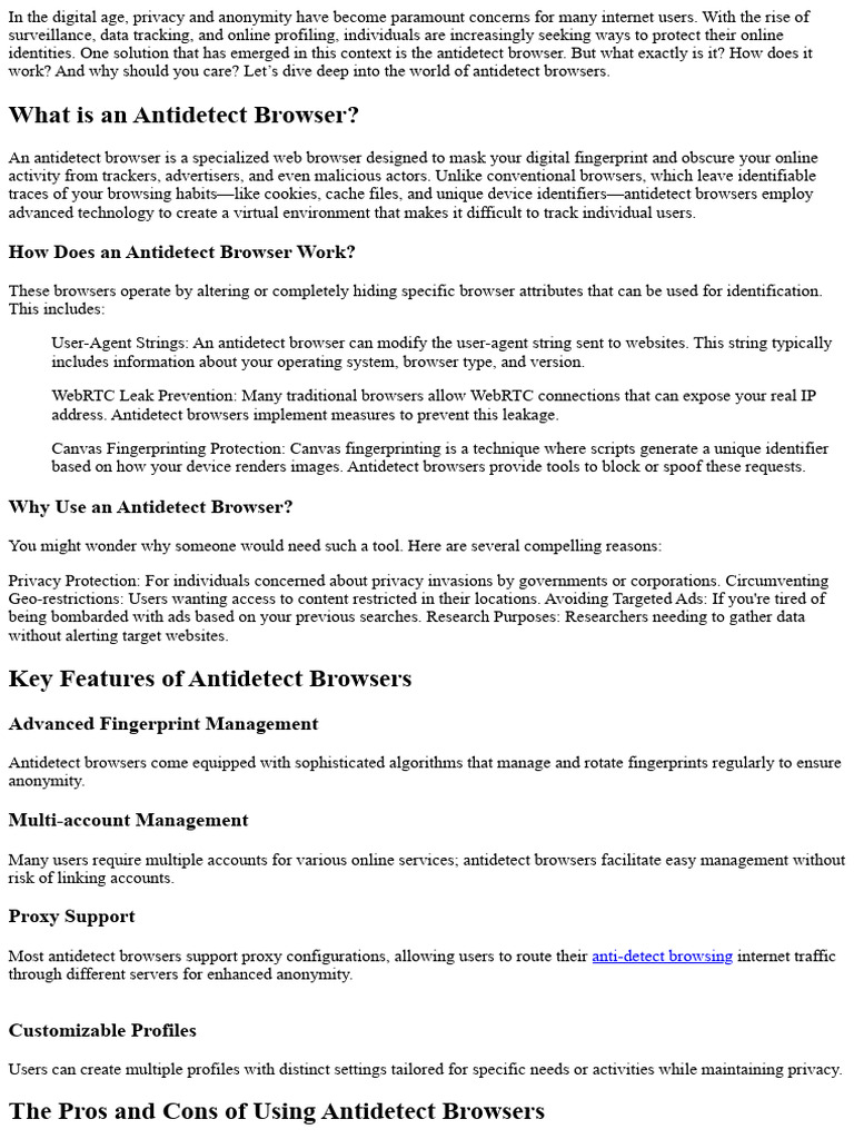 What Is An Antidetect Browser? A Comprehensive Guide 210458 | PDF | Http Cookie | Proxy Server