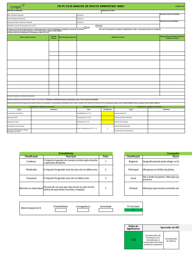 ARA MODELO - Formulário - Rev 4 | PDF