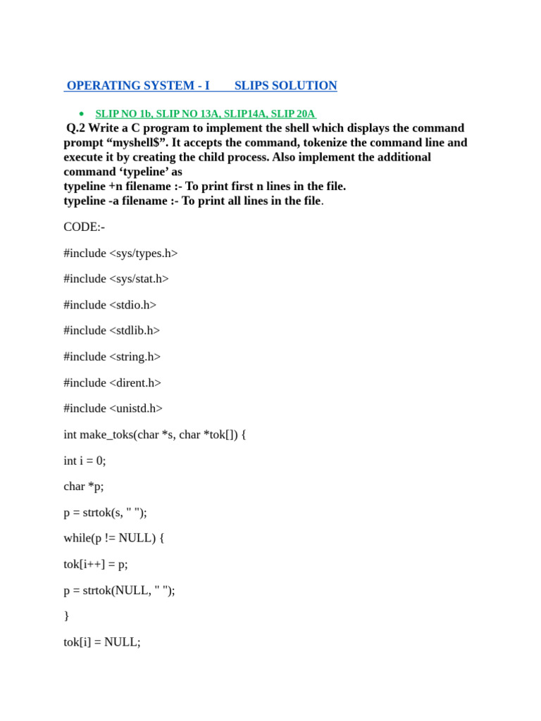 Os - I Slips Solution Done | PDF | System Software | Computer Programming