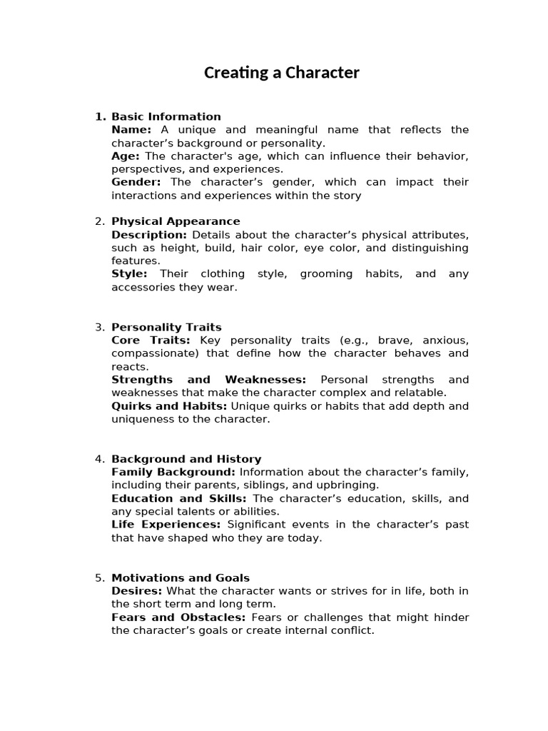 Creating a Character | PDF