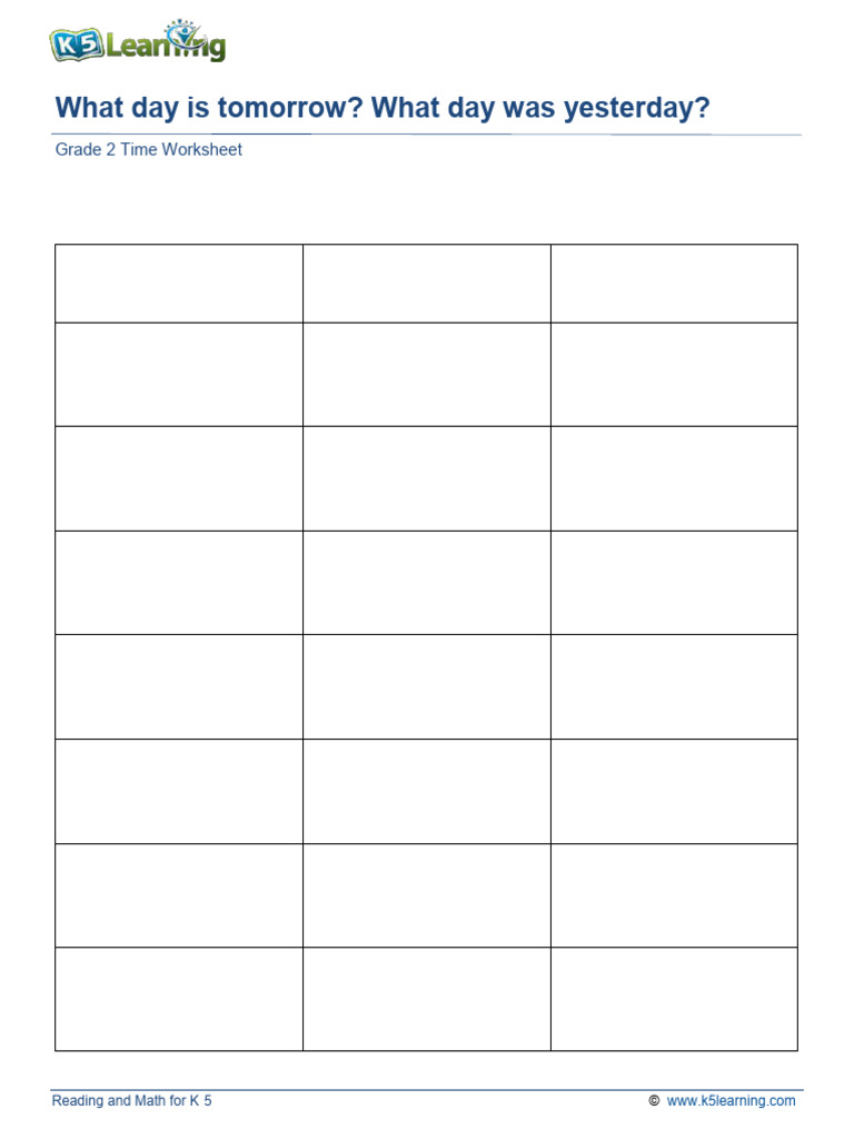 Grade 2 Time Worksheet - Days of The Week | PDF