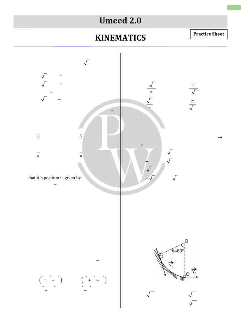 Kinematics _ Practice Sheet | PDF