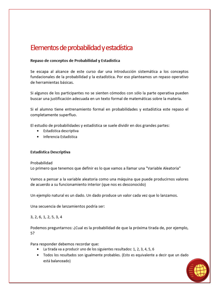 Elementos de Probabilidad y Estadística | PDF