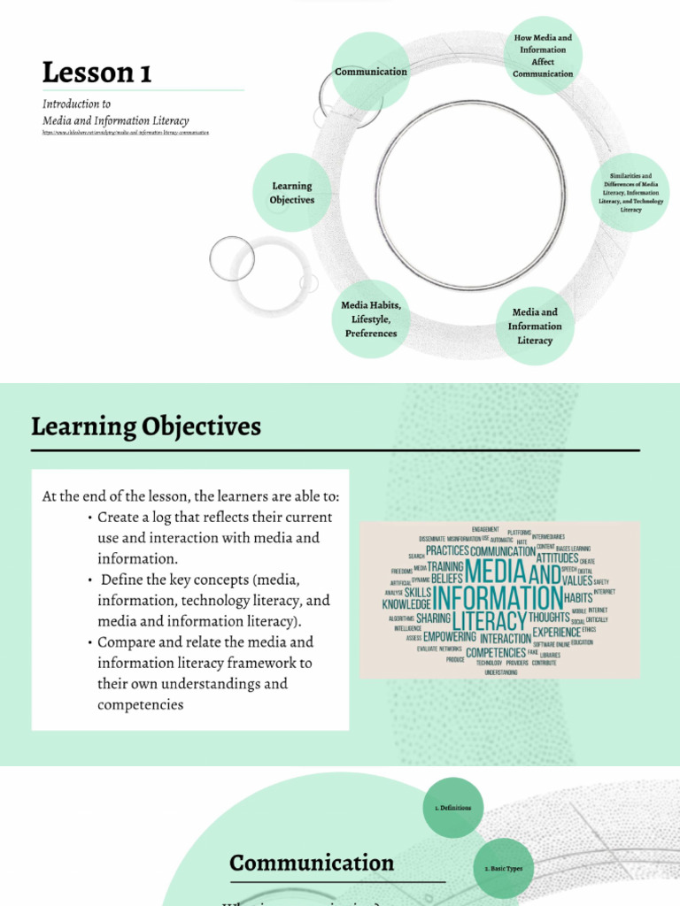 Mil Lesson1 2 Communication As Influenced by Media and Information Media Literacy Information ...
