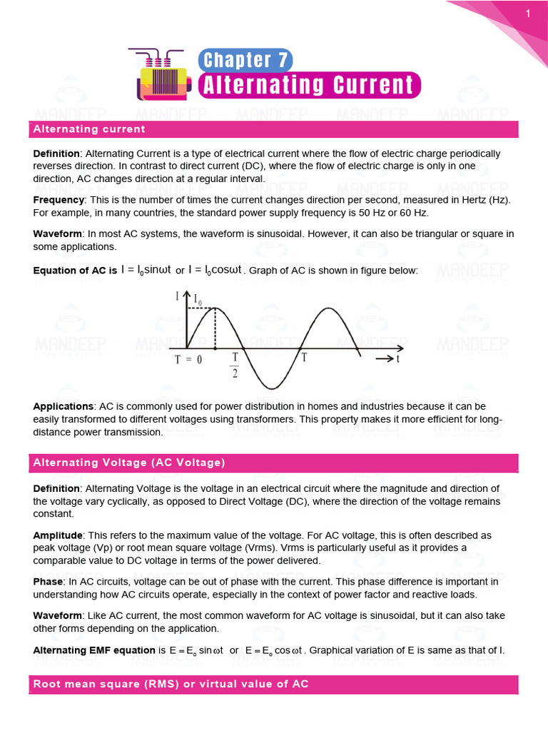 Alternating Current Notes | PDF