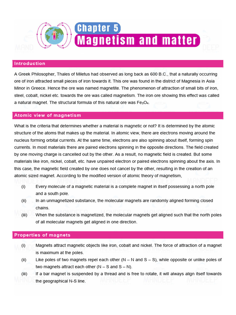 Magnetism and Matter Notes | PDF