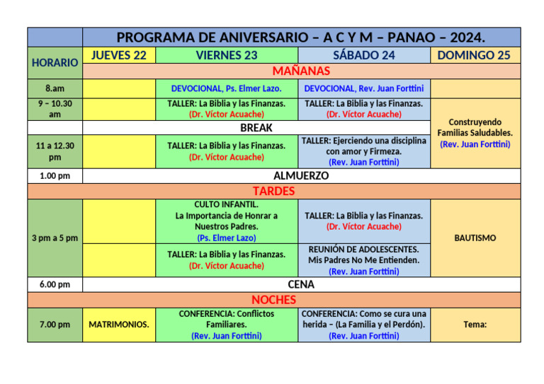 Programa de Aniversario | PDF