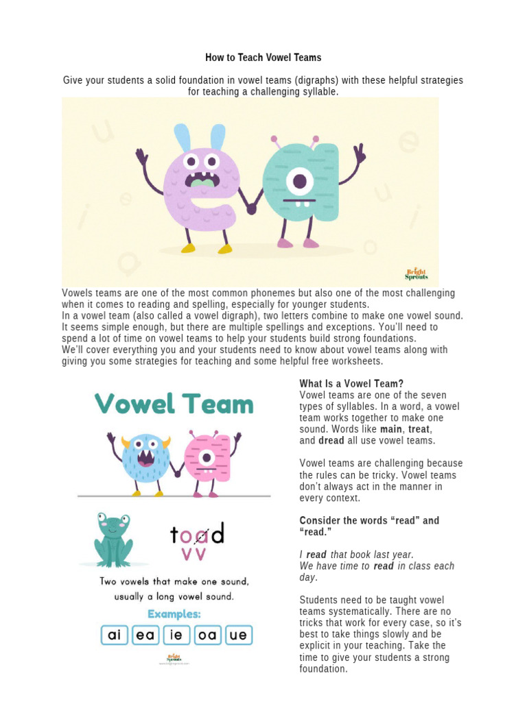 How To Teach Vowel Teams | PDF