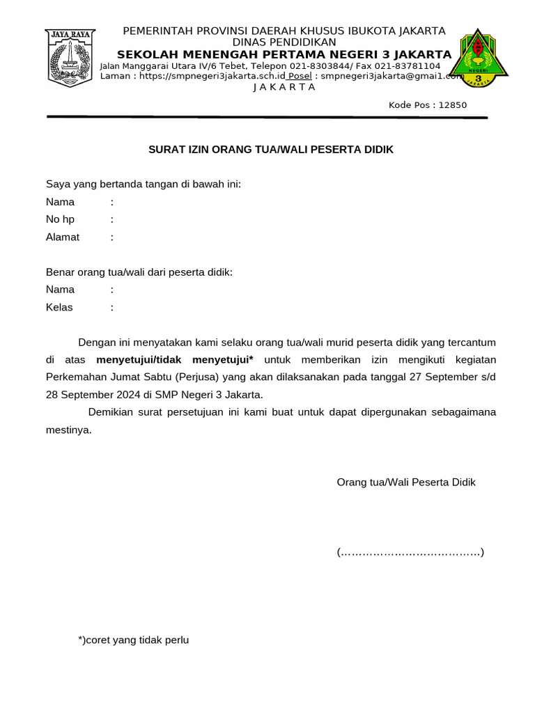 Surat Izin Otm Perjusa 2024 | PDF