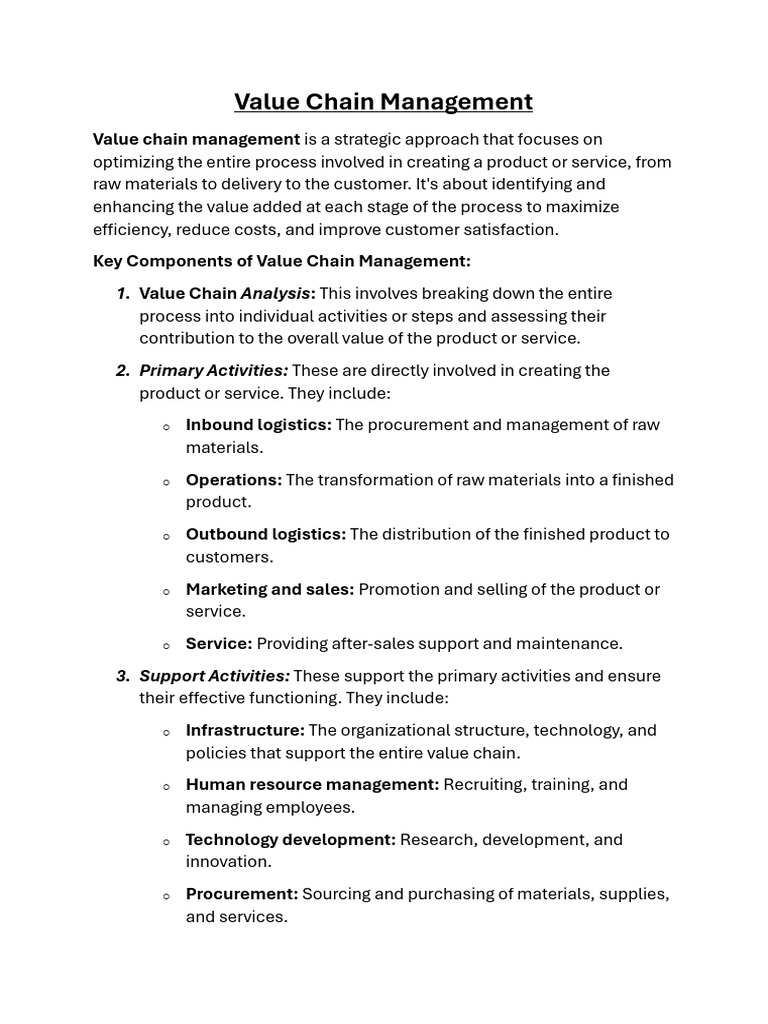 Value Chain Management | PDF