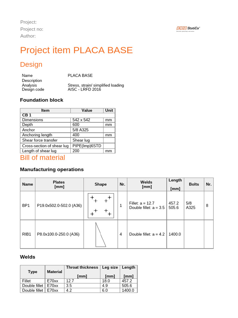 Placa y Cartabones | PDF
