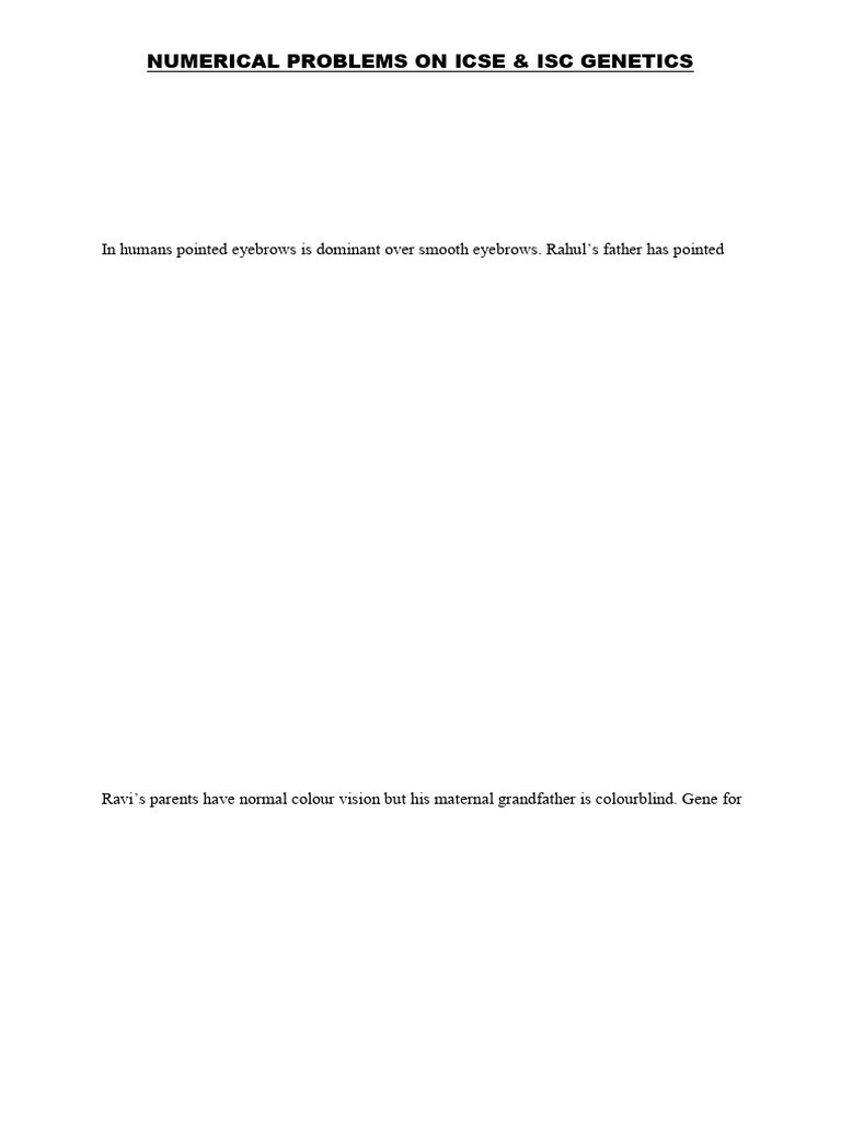 Numerical Problems On Icse and Isc Genetics | PDF
