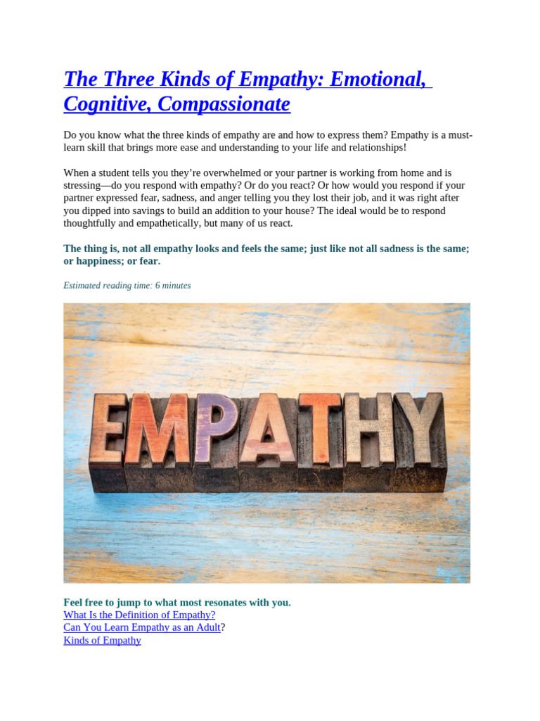 3 Kinds of Empathy | PDF