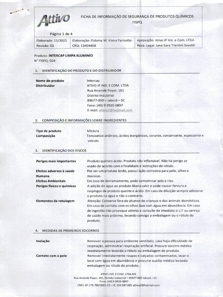 Intercap Limpa Alumínio | PDF