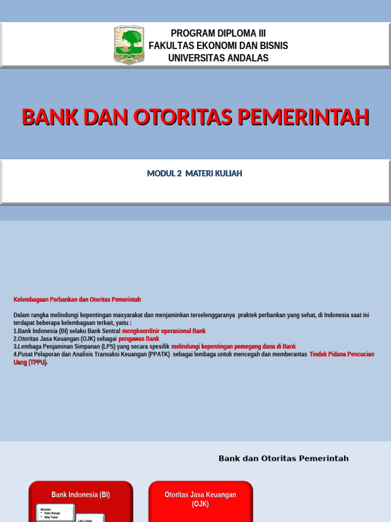 Modul 2 Bank Dan Lembaga Otoritas Pemerintah | PDF