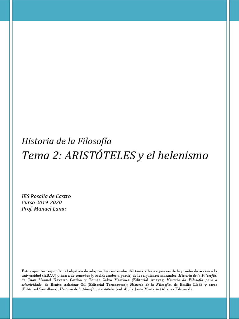 Tema 2 - Aristóteles. | PDF