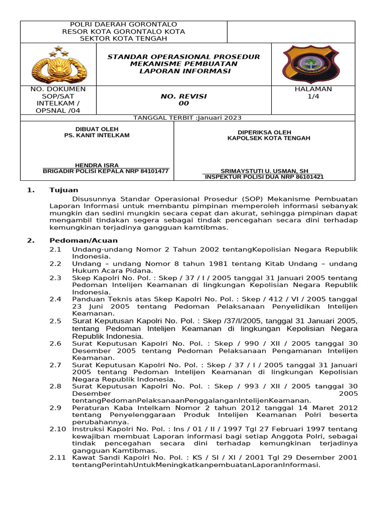 Sop Laporan Informasi | PDF