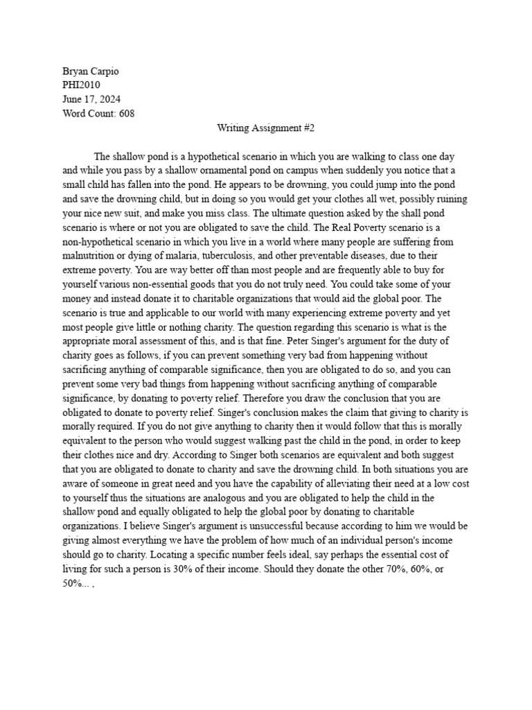 PHI Writing Assignment #2 | PDF