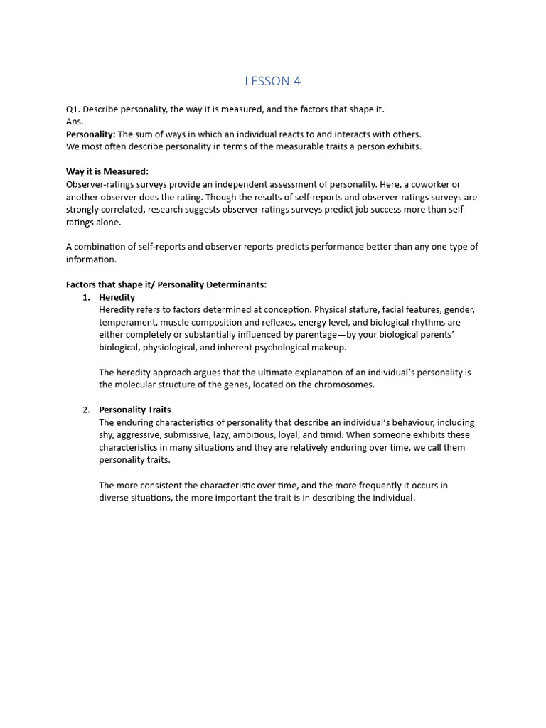 Lesson - 4 Personality, MBTI, Dark Triad, Big Five and Hofstede ...