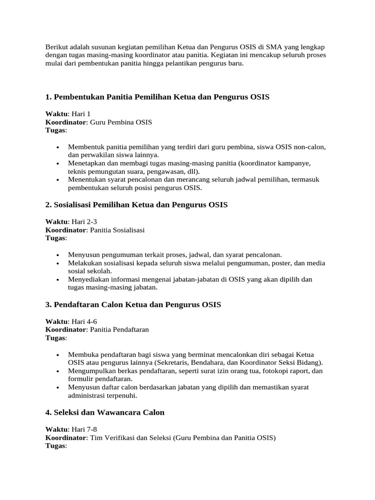 SUSUNAN KEGIATAN PEMILIHAN OSIS | PDF SUSUNAN KEGIATAN PEMILIHAN OSIS | PDF