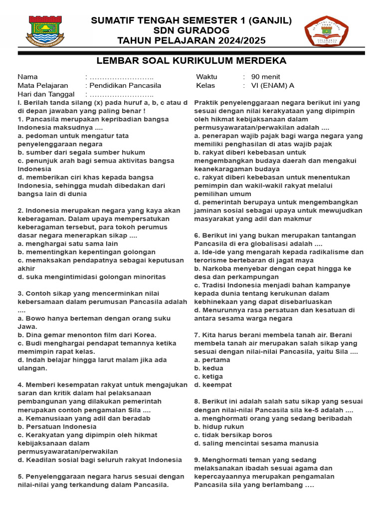 STS 1 PP Kelas VI | PDF