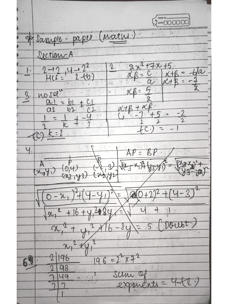 Sample Paper Maths | PDF