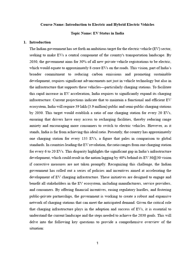 EV - Status in - India | PDF