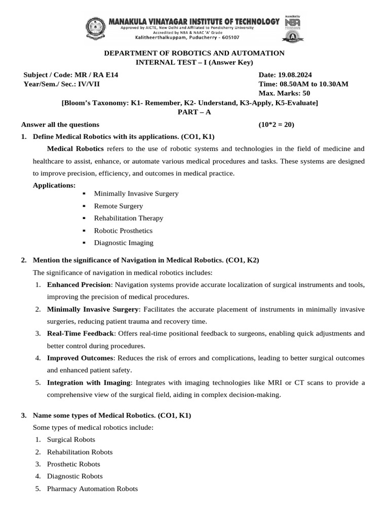 Ia1 - MR - Ans Key | PDF
