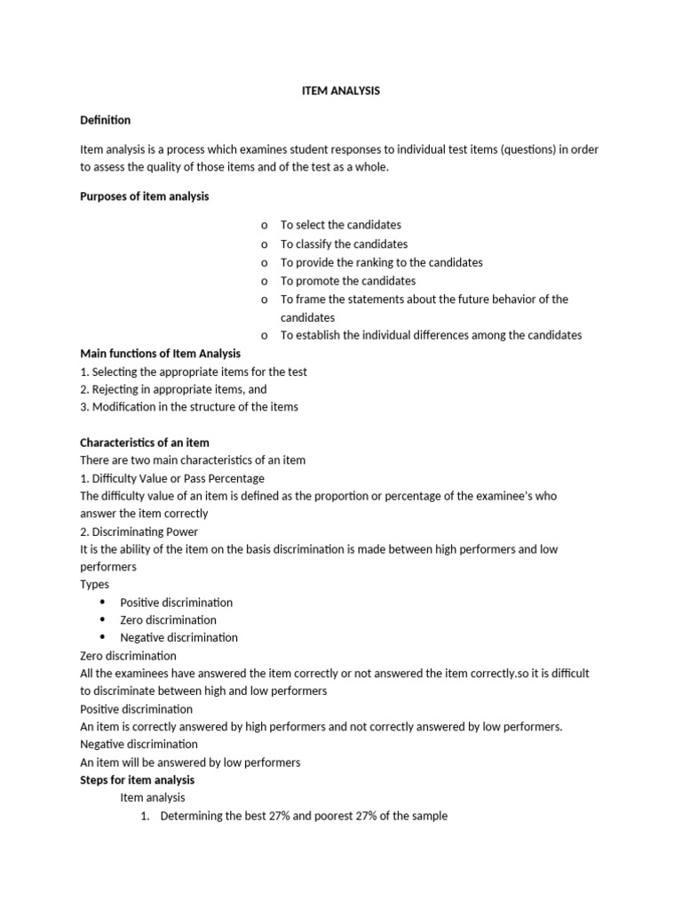Understanding Item Analysis in Testing | PDF | Evaluation Methods