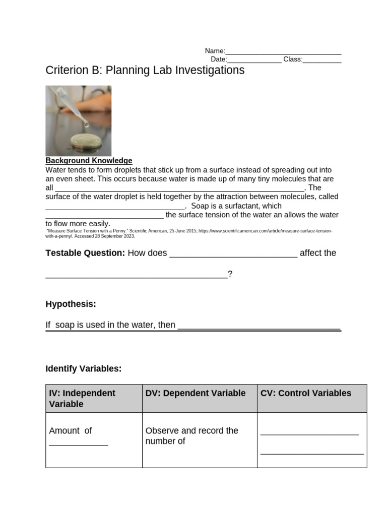 Surface Tension of Water | PDF