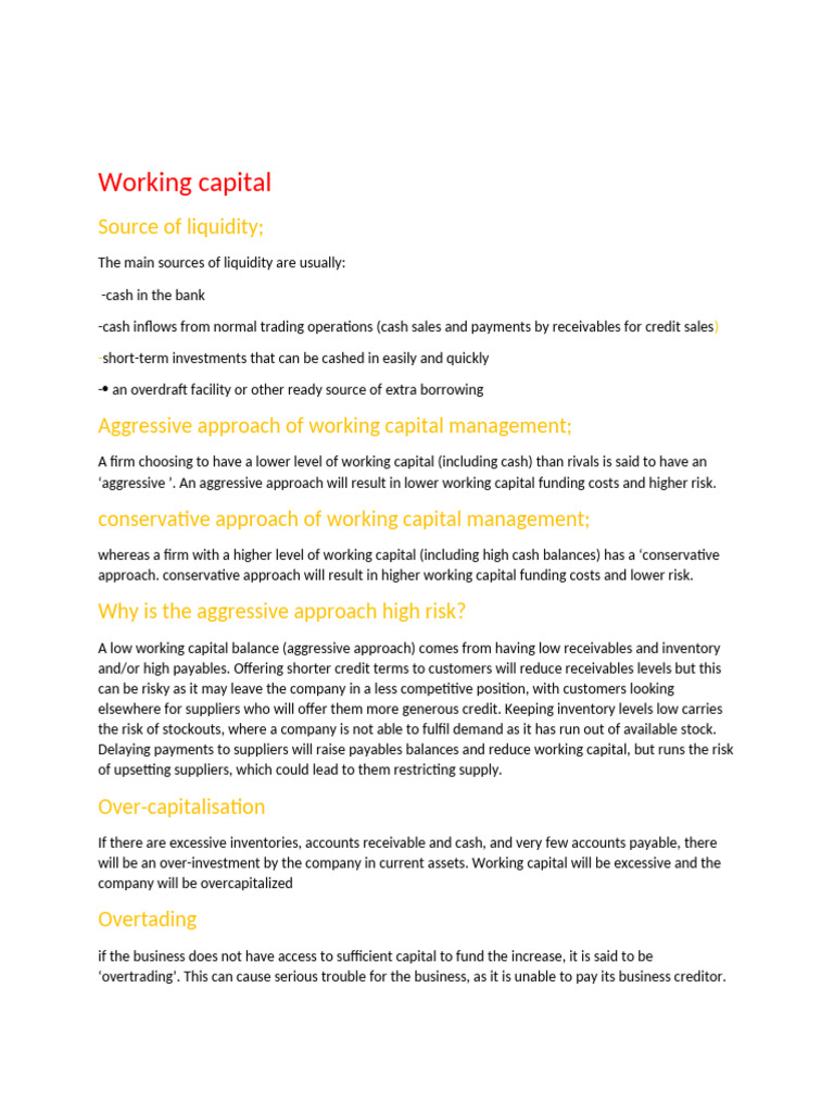 Working Capital | PDF