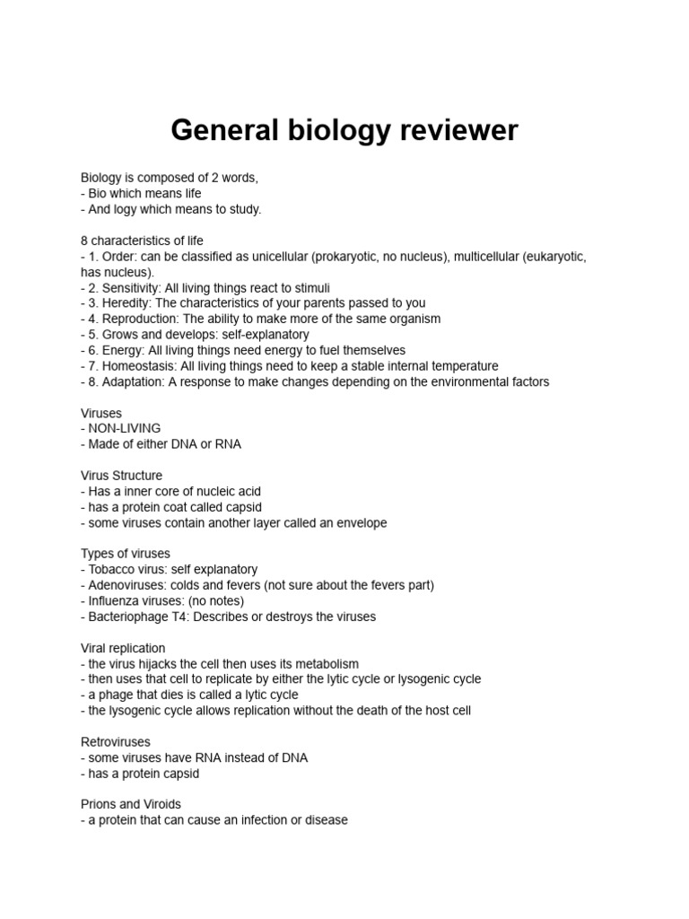 1st Quarter Genbio Reviewer #Gen Bio | PDF